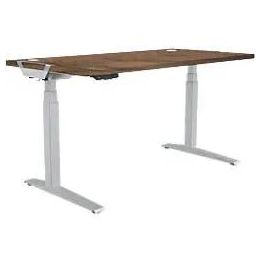 Fellowes Levado Elektrisch Höhenverstellbar Sitz-Stehschreibtisch Rechteckig Walnuss T-Fuß 1.829 (B) x 698 (T) x 1.257 (H) mm MFC (Melaminbeschichtete Spanplatte), PVC (Polyvinylchlorid), Stahl