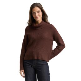 Rollkragenpullover Tom Tailor, Damen, Gr. XS, schwarz pecan braun melange, Strick, Obermaterial: 52% Viskose, 27% Polyester, 21% Polyamid, meliert, oversize normal, ohne Ausschnitt, Rippbündchen, Pullover, mit Rollkragen