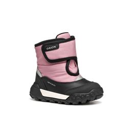 Winterstiefel Geox "B TREKKYUP GIRL B AB", Kinder, Gr. 20, schwarz, rosa, Synthetik, Textil, Schuhe, Klettstiefel mit Warmfutter, Größenschablone zum Download
