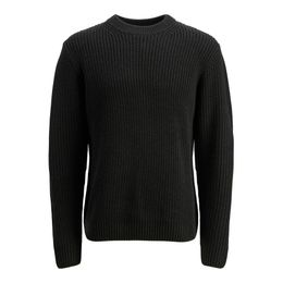 Jack & Jones Strickpullover JACK & JONES "JORBLEECKER KNIT CREW NECK BF", Herren, Gr. M, schwarz, Strick, Obermaterial: 65% Polyacryl, 35% Baumwolle, unifarben, regular fit, Rundhals, Pullover