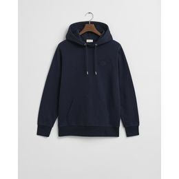 Gant Herren Hoodie "TONAL SHIELD"evening blau, Gr. XL, Sweatware, Obermaterial: 100% Baumwolle, Sweatshirts, Ton-in-Ton Stickerei, regular fit,