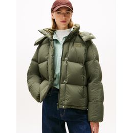 Steppjacke Tommy Jeans "TJW ALASKA GRID DOWN JACKET EXT", Damen, Gr. M (38), grün (pewter grün), Web, Obermaterial: 100% Polyester, unifarben, regular fit, Jacken