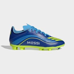 Fußballschuh adidas Performance "F50 MESSI LEAGUE KIDS FG/MG", Gr. 34, royal blau, solar gelb, semi blau burst, Synthetik, Schuhe, geeignet für Rasen- und Kunstrasenplätze