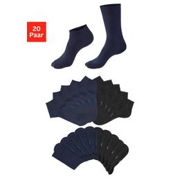 H.I.S. Basicsocken H.I.S, Damen, Gr. 43-46, 10x marine, 10x schwarz, Baumwollmischung, unifarben, elastisch, Socken, zwei Längen im Kombi Pack