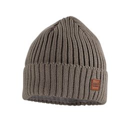 Strickmütze MaxiMo, Jungen, Gr. 57,Outdoormode,Herbstmode, grün (fossil), Strick, Wolle, unifarben, Mützen, Wolle, gefüttert, breiter Umschlag