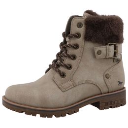 Winterstiefel Mustang Shoes "Matilde", Kinder, Gr. 28, hellgrau, Lederimitat, Textil, Basic, Schuhe, Oudoorboots, Schnürstiefel mit Warmfutter