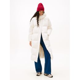 Steppmantel Tommy Jeans "TJW ALASKA GRID DWN MXI COAT EXT", Damen, Gr. 4XL (48), weiß (ancient weiß), Web, Obermaterial: 100% Polyester, unifarben, regular fit, Mäntel