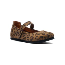 Comfortfusse Leder-Spangenballerinas in Hellbraun/ Schwarz - 75% | Größe 37 | Damen-ballerinas