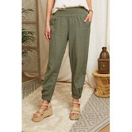 Lin Passion Leinen-Hose in Khaki - 68% | Gr&ouml;&szlig;e 34/36 | Damenhosen