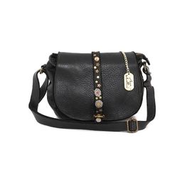 Anna Morellini Leder-Umhängetasche "Luigia" in Schwarz - (B)23 x (H)19 x (T)9 cm - 72% | Damen-taschen