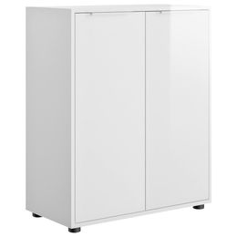 CARRYHOME Kommode, Wei&szlig; Hochglanz, Metall, 2 F&auml;cher, 72x87x35.3 cm, Typenauswahl, Wohnzimmer, Kommoden & Sideboards, Kommoden