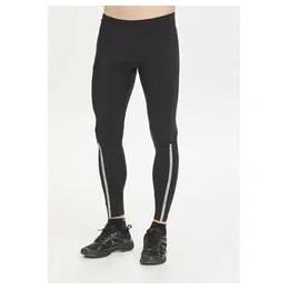 Funktionstights Endurance "SAMIEN", Herren, Gr. L, EURO-Größen, schwarz-weiß (schwarz, weiß), 72% Nylon, 28% Elasthan, mehrfarbig, Sportlich, lang, Hosen, mit reflektierenden Elementen