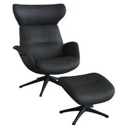 Relaxsessel FLEXLUX "Fernsehsessel More, ergonomisch, drehbar, robuster Fuß, Scandi", schwarz (deep schwarz), B:90cm H:107cm T:89cm, 100% Echtleder, Sessel, Premium Komfort, Rücken- & Kopfteilverstellung, drehbar, Fuß schwarz