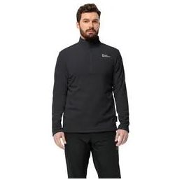 Fleecepullover Jack Wolfskin "TAUNUS HZ M", Herren, Gr. M, schwarz, Fleece, Obermaterial: 100% Polyester, unifarben, regular fit hüftbedeckend, Rundhals, Sweatshirts, aus recyceltem Polyester, atmungsaktiv