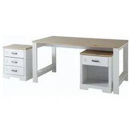Schreibtisch Innostyle "Jasmin, TOPSELLER", weiß (pinie hell, tischplatte artisan eiche, pinie hell, artisan eiche), B:160cm H:76cm T:80cm, Tische
