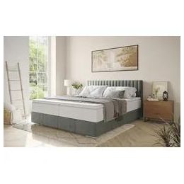 Boxbett Inosign "Thor mit Bettkasten, inkl. Matratze, Topseller", grau (velvet 91 stone), B:186cm L:208cm, Komplettbetten, Boxspringbett, Topper und Zierkissen, in verschiedenen Härtegraden verfügbar