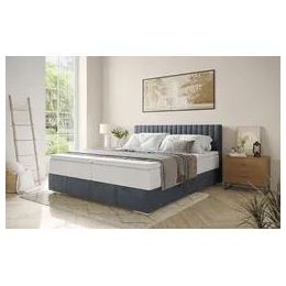 Boxbett Inosign "Thor mit Bettkasten, inkl. Matratze, Topseller", blau (aqua clean pascha 653 blaugrau), B:186cm L:208cm, Baumwolle, Polyester, Komplettbetten, Boxspringbett, Topper und Zierkissen, in verschiedenen Härtegraden verfügbar