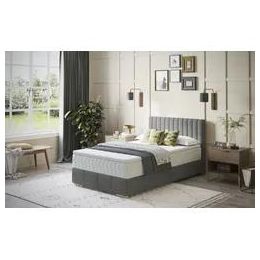 Boxbett Inosign "Thor mit Bettkasten, inkl. Matratze, Topseller", grau (velvet 91 stone), B:126cm L:208cm, Komplettbetten, Boxspringbett, Topper und Zierkissen, in verschiedenen Härtegraden verfügbar
