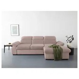 Ecksofa COTTA "Lola L-Form mit Kopfteilfunktion & Hocker", braun (mud), B:250cm H:73cm T:165cm, 100% Polyester, Sofas, wahlweise mit Bettfunktion, Bettkasten & Armteilverstellung