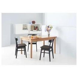 Esstisch HAMMEL FURNITURE "Basic Dinex, schnell innenliegende Einlegeplatten ausziehbar", rot (kirsche), B:140cm H:76cm T:90cm, Tischplatte: Furnier gebeizt und lackiert;Gestell: Massivholz, Tische, Furnier / Massivholz, in zwei Breiten, stabiler dänische Design Tisch