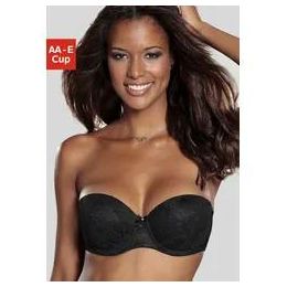 Push-up-BH Lascana "Chelina", Damen, Gr. 85, Cup E, schwarz, Spitze, Obermaterial: 80% Polyamid, 20% Elasthan, BHs, mit abnehmbaren, normalen und transparenten Trägern, Dessous