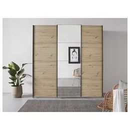 Schwebetürenschrank Rauch "Kleiderschrank Schrank Garderobe TOPSELLER OTELI inkl. Inneneinteilung", braun (eiche artisan), B:203cm H:210cm T:62cm, Holzwerkstoff, Schränke, mit 3 Innenschubladen sowie zusätzlichen Einlegeböden MADE IN GERMANY