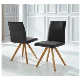 Schalenstuhl Home Affaire "Rio", schwarz (schwarz, eiche natur geölt), B:46cm H:91cm T:63cm, Polyester, Stühle, Bezug in Kunstleder oder Strukturstoff und das Gestell ist Eiche geölt