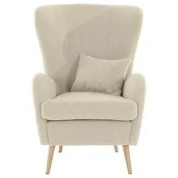 Guido Maria Kretschmer Home & Living Sessel "Sallito, Ohrensessel, TV-Sessel", beige (cream), B:76cm H:109cm T:85cm, Struktur Hahnentritt (67% Polypropylen, 33% Polyester);Samtoptik (100% Polyester);Fellimitat (100% Polyester);Samtcord (92% Polyester, 8% Polyamid);Struktur (100% Polyester);Struktur fein (100% Polyester), GUIDO MARIA KRETSCHMER HOME & LIVING, Sessel, Ohrensessel ohne Hocker Einzelsessel Ohrensessel, für Wohnzimmer, au