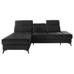 Ecksofa Inosign "Cardiz L-Form", grau (anthrazit), B:246cm H:83cm T:173cm, Webstoff (100% Polyester);Luxus-Microfaser Paris (90% Polyester/10% Polyamid);Struktur fein (100% Polyester);Samtoptik (100% Polyester), Sofas, inkl.Kopfteilverstellung und Federkern wahlweise mit Bettfunktion