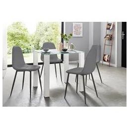Essgruppe Inosign, grau (weiß, grau,), B:80cm, Sitzmöbel-Sets, mit Glastisch, Breite 80 cm