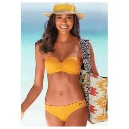 B&uuml;gel-Bandeau-Bikini Buffalo "Romance", Damen, Gr. 40, Cup A, gelb, Polyamid, strukturiert, unifarben, Bikini-Sets, aus Strukturware