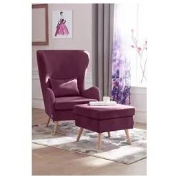 Sessel Home Affaire "Salla auch in Fellimitat und Feincord, viele Bezugsarten, Ohrensessel", lila (aubergine), B:78cm H:118cm T:94cm, Samtcord (92% Polyester 8% Polyamid);Struktur (100% Polyester);Struktur Hahnentritt (100% Polyester);Struktur fein (100% Polyester);Samtoptik (100% Polyester);Fellimitat (100% Polyestr), Sessel, Ohrensessel ohne Hocker Ohrensessel Ohrensessel mit Hocker, wahlweise m