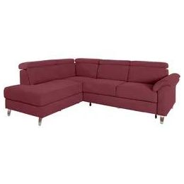 Sit & More Ecksofa SIT & MORE "Arngast L-Form", lila (chianti), B:245cm H:84cm T:194cm, Sofas, inklusive Kopfteilverstellung und Federkern