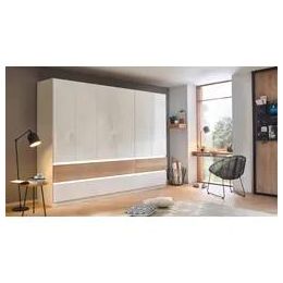 Drehtürenschrank Rauch "Winnipeg", weiß (weiß, hochglanz weiß, eiche), B:271cm H:210cm T:56cm, Holzwerkstoff, Schränke, grifflose Front, Schubkästen m. Griffmulde, auch mit Beleuchtung