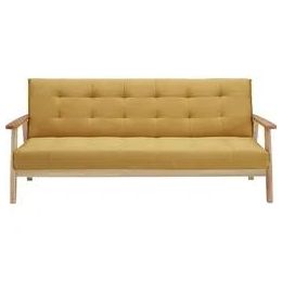 Schlafsofa Salesfever "Skagen 3-Sitzer Schlafsofa", gelb, B:190cm H:81cm T:85cm, 100% Polyester, Sofas, Holzgestell Sofa: Entspannung und Schlaf auf 190cm Breite