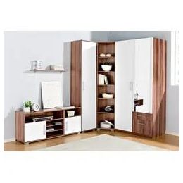 Jugendzimmer-Set Priess, weiß (nussbaumfarben, weiß), mit 2-trg. Kleiderschrank,mit 2-trg. Kleiderschrank, Schlafzimmermöbel-Sets