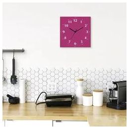 Wanduhr Artland "Uni Trendfarben", pink, B:30cm H:30cm T:0,3cm, Wanduhren, wahlweise mit Quarz- oder Funkuhrwerk, lautlos ohne Tickgeräusche