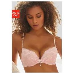 Push-up-BH Lascana, Damen, Gr. 70, Cup D, rosa (rose, creme), Microtouch, Obermaterial: 60% Polyamid, 35% Polyester, 5% Elasthan, BHs Push-up-BH, mit einzigartigen Kunstperlen-Details, sexy Dessous