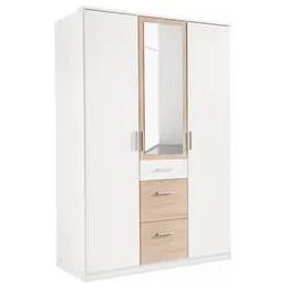 Kleiderschrank wimex "Joker", weiß (weiß, struktureichefarben hell), B:135cm H:199cm T:59cm, Schränke, wahlweise mit Spiegel
