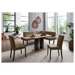 Eckbankgruppe MASSIVLINE & MORE "Martina", braun (spanplatte, massivholz, metall, mercury 105 braun, braun, schwarz), T:65cm, Holzwerkstoff, Massivholz, Polyester, Sitzmöbel-Sets, frei im Raum stellbar