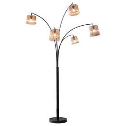 Salesfever Stehlampe "Karlis", schwarz (schwarz, kupferfarben), 5, H: 213cm, 1 Stk., Leuchten, 5 bewegliche Arme, Dimmschalter, echter Marmorfu&szlig;, Stehlampe