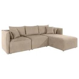 Ecksofa Andas "Nöre L-Form", beige, B:262cm H:74cm T:172cm, Samtoptik (100% Polyester);Struktur (100% Polypropylene);Webstoff (100% Polyester);Struktur fein (100% Polyester);Luxus-Microfaser Lederoptik (100% Polyester);Baumwoll-/Leinenmix (60% Baumwolle/40% Leinen), Sofas, 3 Teile, in vielen Bezugsqualitäten und Farben. Modulteile s. "Nöre"