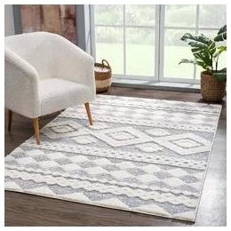 Hochflor-Teppich Carpet City "Focus 3005", grau, B:120cm H:20mm L:170cm, Polypropylen, Teppiche, L&auml;ufer, Boho, Hochtief-Muster/ 3D-Effekt, f&uuml;r Wohnzimmer, Schlafzimmer