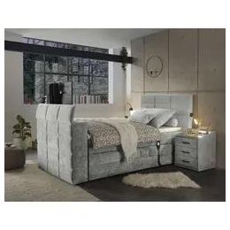 Boxspringbett ED EXCITING DESIGN "Denver", grau (grau uran 02 schlamm), B:142cm L:240cm, 95% Polyester, 5% Nylon, Komplettbetten, Boxspringbett, inkl. Motor, Topper und motorisierter TV-Halterung bis 40 Zoll