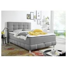 Boxbett Inosign "Vaasa", grau, B:154cm L:230cm, Komplettbetten, inkl. Bettkasten & Topper, XXL-Ausführung, Überlänge 220 cm