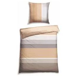 Bettw&auml;sche Schiesser "Endy Stripes aus weicher Baumwolle mit gro&szlig;en und kleinen Streifen", beige, B/L: 135cm x 200cm, 1 Stk., 1 Stk., Renforc&eacute;, B/L: 80cm x 80cm, 2 Stk., Renforc&eacute;, Obermaterial: 100% Baumwolle, Bettw&auml;sche, Bettw&auml;sche, Made in Green
