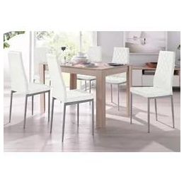 Essgruppe Inosign, weiß (eichefarben sägerau, weiß,), Sitzmöbel-Sets, mit Tisch in Eichefarben Sägerau, Breite 120 cm