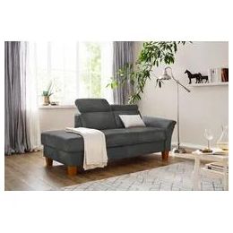 Recamiere Home Affaire "Conville", grau (anthrazit), B:194cm H:84cm T:93cm, 100% Polyester, Sofas, Longchair, incl. Kopfteilverstellung, Federkern, wahlweise mit Bettkasten