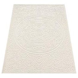 Teppich Paco Home "Cotton 232", beige (creme), B:120cm H:10mm L:170cm, Polypropylen, Teppiche, Uni Farben, Hoch-Tief Effekt, boho, In- und Outdoor geeignet