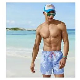 Badeshorts Venice Beach "Mat", Herren, Gr. M (50), N-Gr, weiß (hellblau, weiß), Microfaser, Microfaser, Recycling-Polyester, Badehosen, mit trendigem Batikdruck